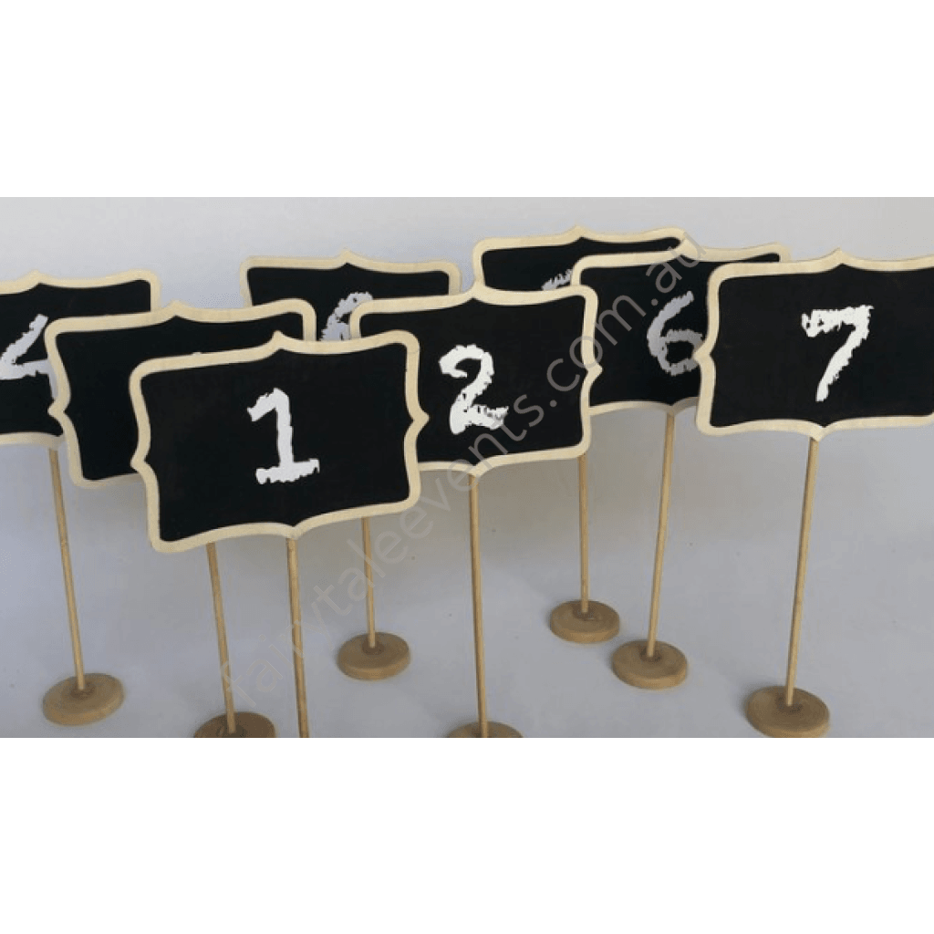 Tall Chalkboard table numbers – Fairytale Events Pty Ltd