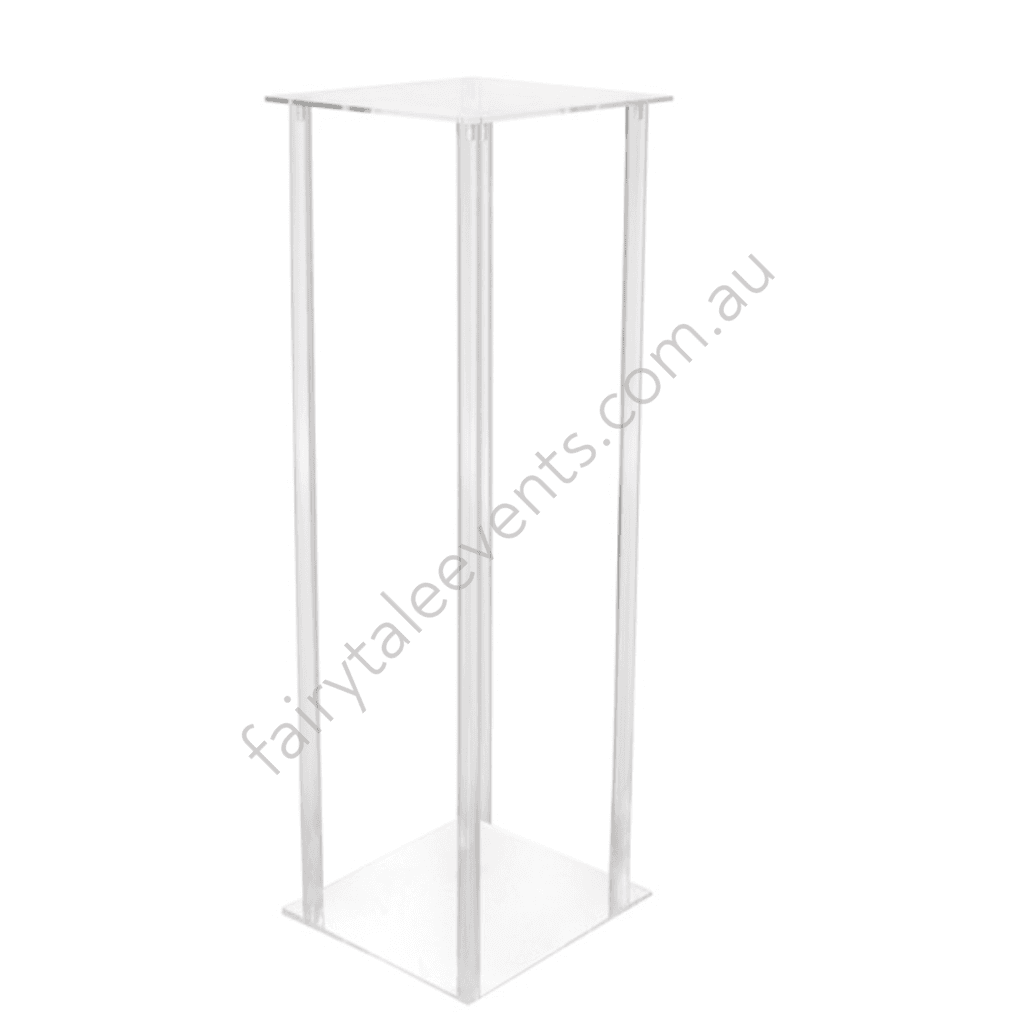 Clear acrylic rectangle flower stand 70cm x 25cm – Fairytale Events Pty Ltd