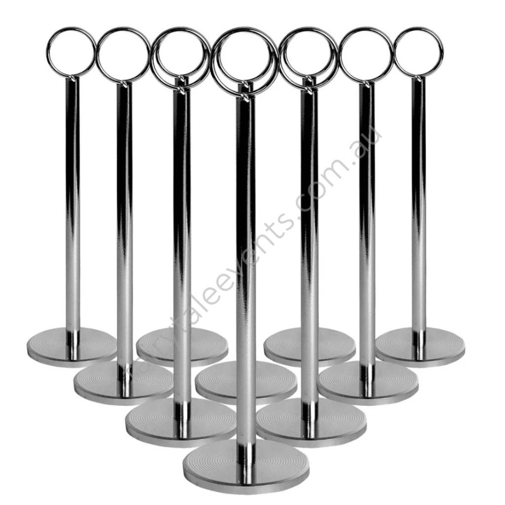 Silver table number holder – Fairytale Events Pty Ltd